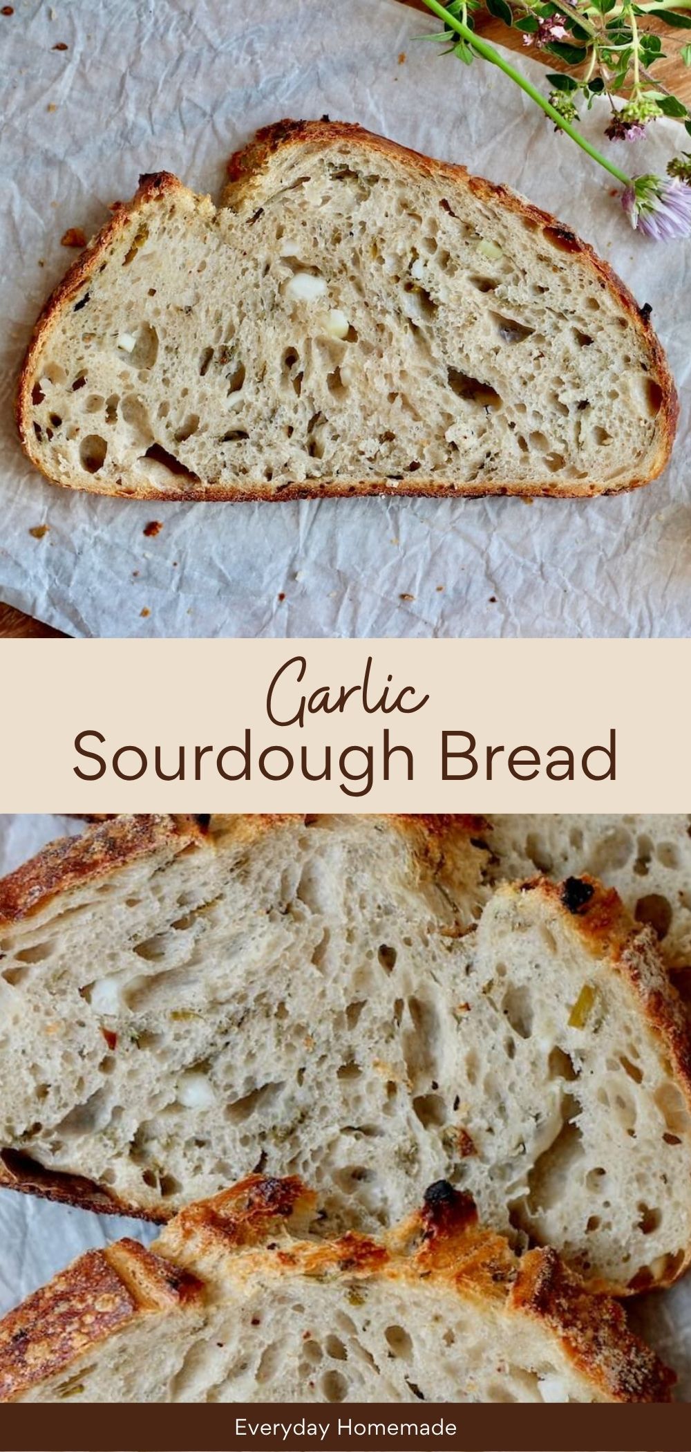 Garlic Sourdough Bread with Herbs - Everyday Homemade